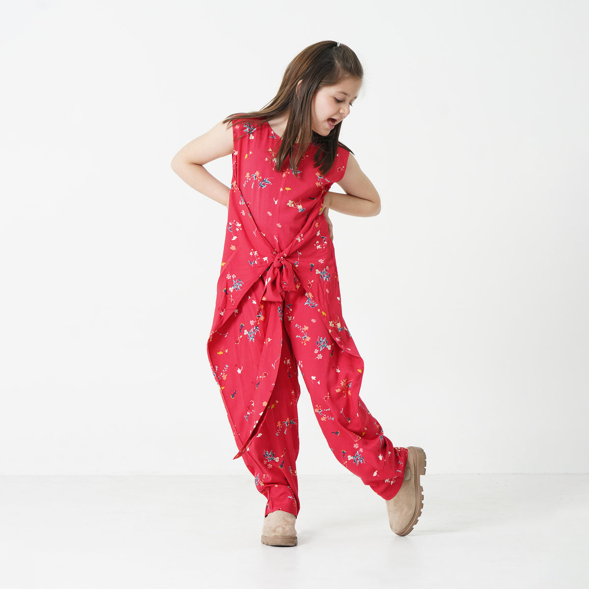 Red Printed Dungaree – Oaklynn